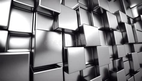 Abstract Silver Metal Cubes Background With Light Reflections
