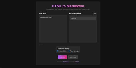 Real Time Html To Markdown Converter With Vue 3 Tailwindcss Dev Community