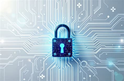 Futuristic Padlock Displays Advanced Cyber Security Digital Lock On Tech Background Secure