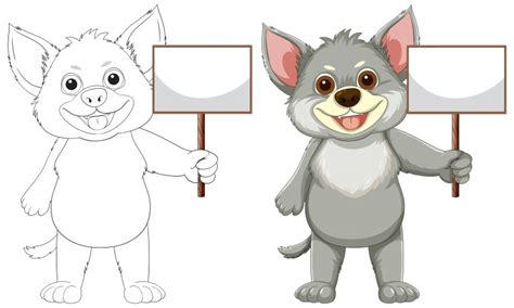 دانلود وکتور رنگ آمیزی تصویر گرگ کارتونی دانلود رایگان فایل لایه باز، Psd، وکتور، لوگو و موکاپ