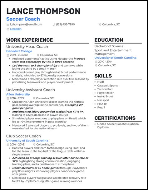 3 Soccer Coach Resume Examples To Land Your Next Job In 2025
