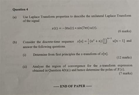 Solved A Use Laplace Transform Properties To Describe The Chegg