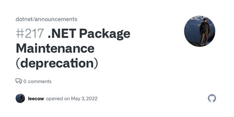 Net Package Maintenance Deprecation Issue Dotnet Announcements Github