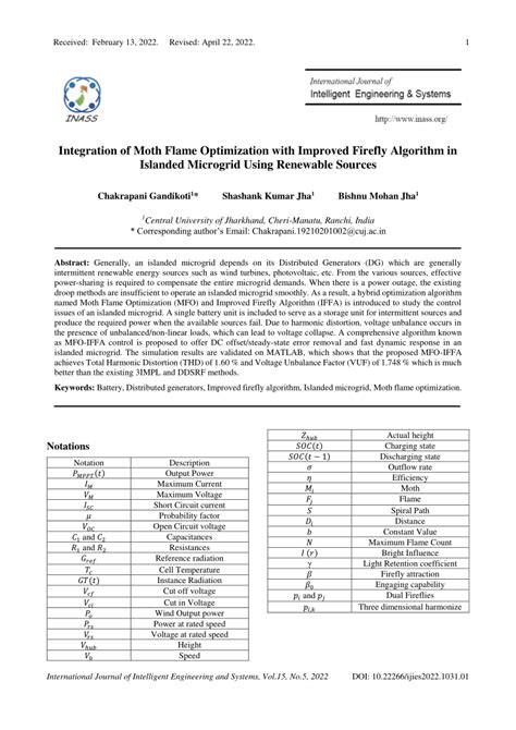 pdf integration of moth flame optimization with improved firefly