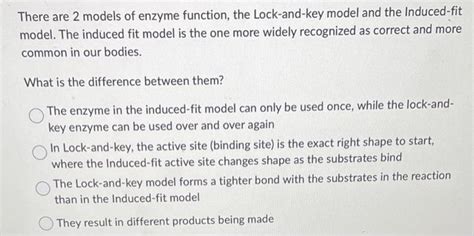 [solved] A Lock And Key Model B Induced Fit Model Subs