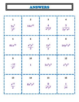 Laws Of Exponents Activity By Lindsey Watts Teachers Pay Teachers