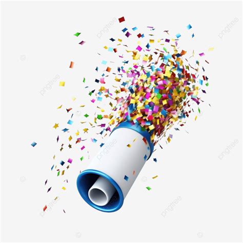 3d Render Of Bursting Party Popper With Colorful Confetti Element 3d