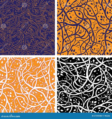 Pattern Set With Branches Stock Vector Illustration Of Wallpaper