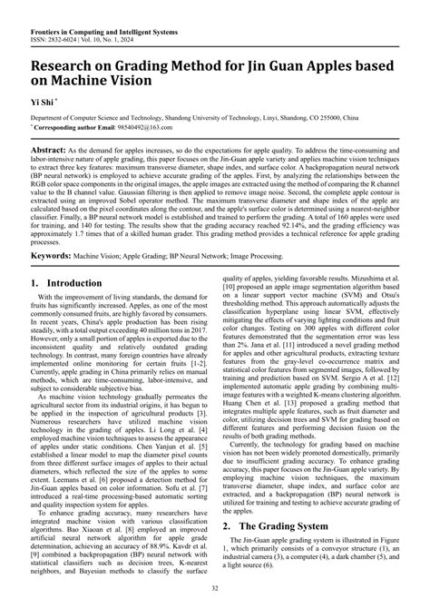pdf research on grading method for jin guan apples based on machine