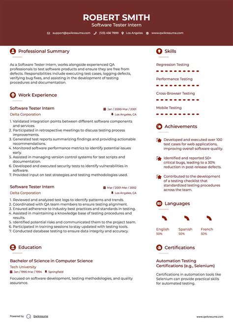 10 Software Tester Intern Resume Samples And Templates For 2025