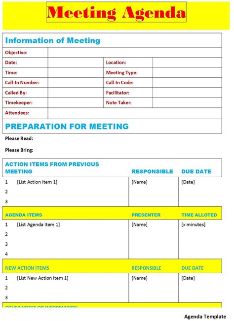 Format Of Agenda Template Artofit