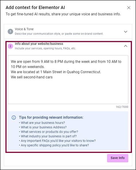 build a customized website with ai context elementor