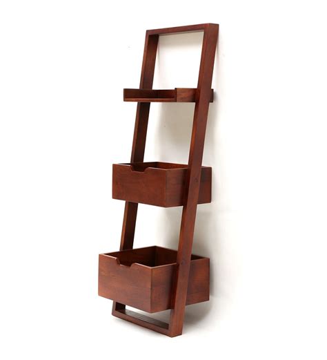 Buy Sheesham Wood Book Shelf In Honey Oak Finish By Wooden Mood Online