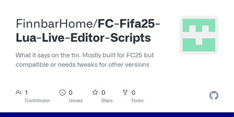 GitHub FinnbarHome FC Fifa25 Lua Live Editor Scripts What It Says On