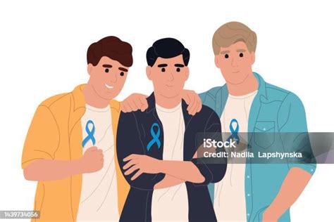 전립선 암 인식 리본 첨부 남자와 남자 건강의 상징 평면 벡터 그림 전립샘에 대한 스톡 벡터 아트 및 기타 이미지 전립샘