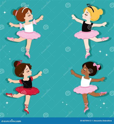 Vector Illustration Of Cute Little Ballerinas Stock Vector