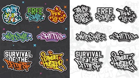A Set Of Colorful Or Vibrant Graffiti Art Stickers Street Art Theme