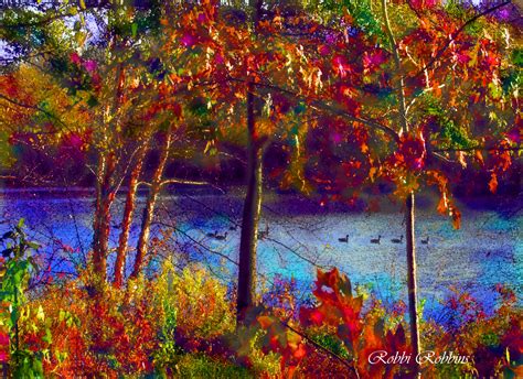 Papel De Parede Luz Solar Árvores Panorama Colorida Pintura