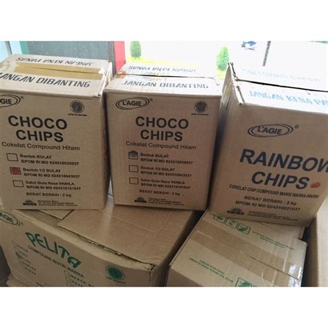 Jual Lagie Choco Chips Coklat Dark Warna Warni Dus An Isi 3 Kg Shopee