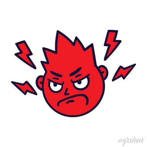 Round Abstract Face With Angry Emotion Mad Emoji Avatar Portrait
