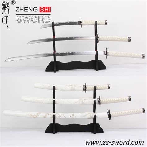 Japanese Samurai Katana Carve Dragon Set Decorative Sword White Color