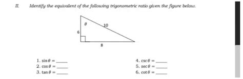 Solved Ii Identify The Equivalent Of The Following Trigonometric