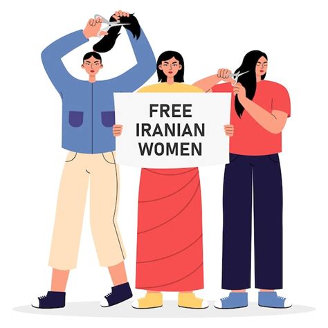 Premium Vector Iranian Womens Protest Women Holding Poster And