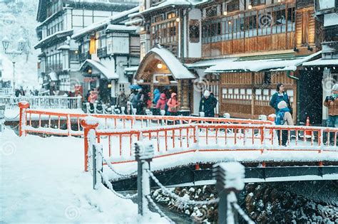 Beautiful Ginzan Onsen With Snow Fall In Winter Season Is Most Famous