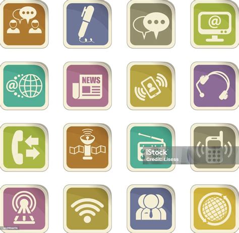 通信圖示集向量圖形及更多卡通圖片 卡通 圖標集 圖示 Istock