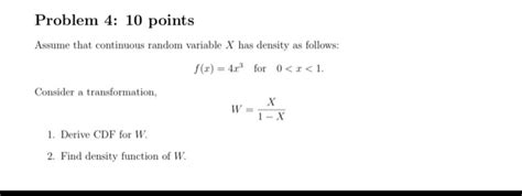 Solved Problem Points Assume That Continuous Random Chegg