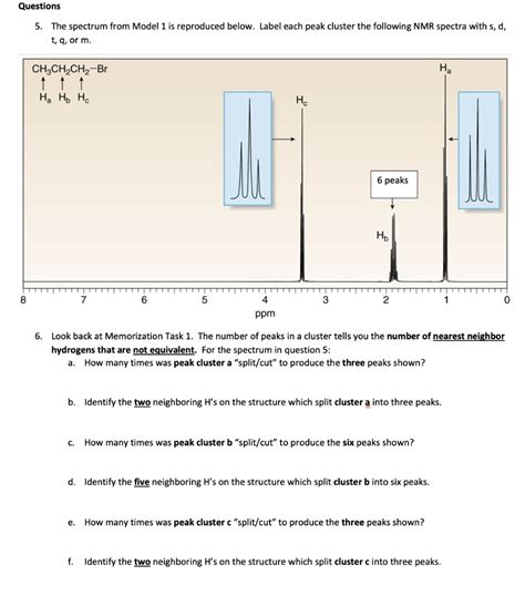 Questions The Spectrum From Model 1 Is Reproduced Below Label Each Peak