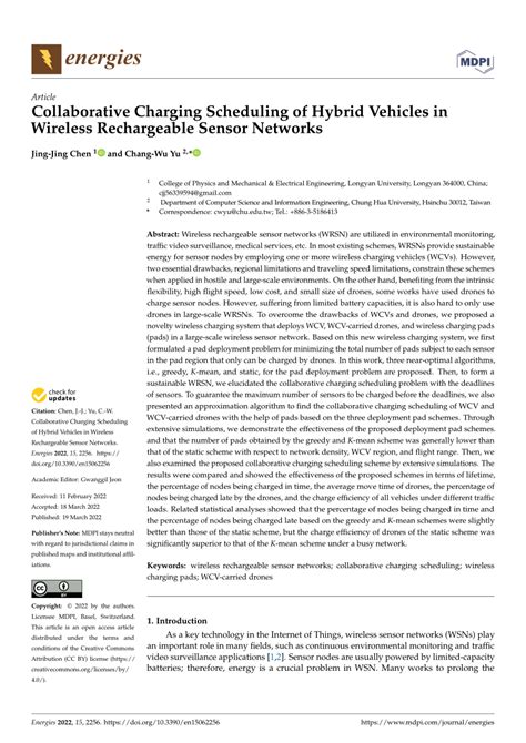 Pdf Collaborative Charging Scheduling Of Hybrid Vehicles In Wireless