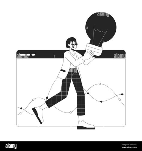Data Analyst Generating Insight Black And White 2d Line Cartoon