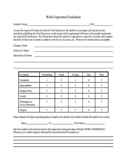 Free 7 Work Evaluation Form Samples In Pdf Hot Sex Picture