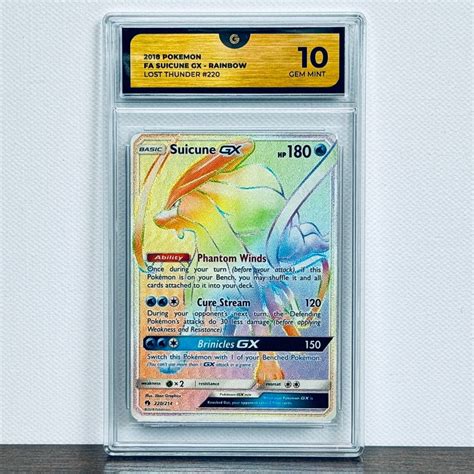 Suicune GX Rainbow FA Lost Thunder 220 214 Graded Card GG Authentic