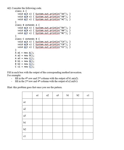 Solved Consider The Following Code Class A Void Chegg