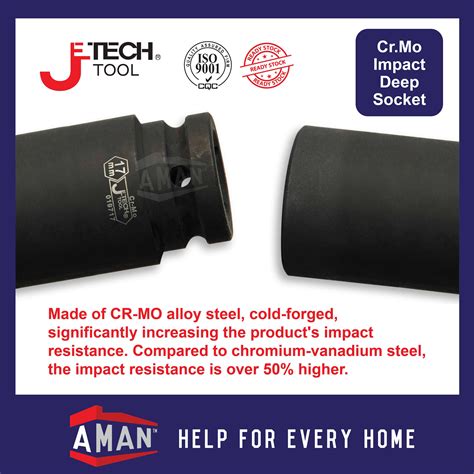 Jetech Impact Deep Socket Adaptor 34 Ratchet Socket Torque Wrench