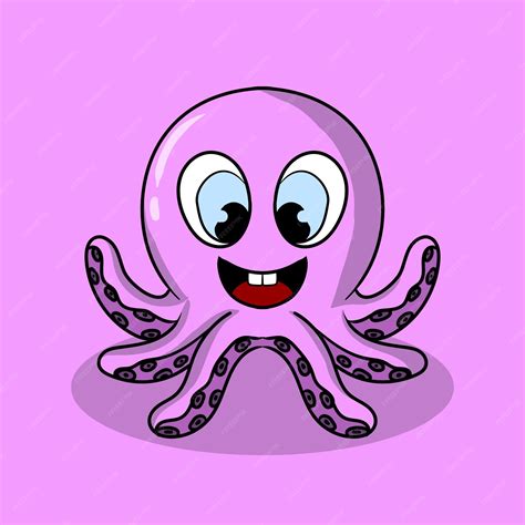 삽화 예술 귀여운 문어 캐릭터 디자인 프리미엄 벡터