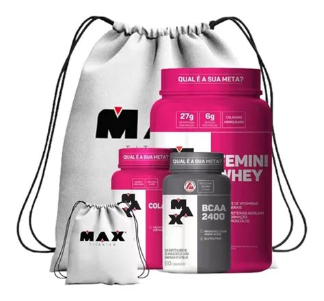 Combo Mulher Whey Protein Feminino G Colageno Bcaa Parcelamento Sem Juros