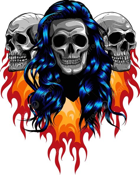 Evil Skull And Crossbones With Fire