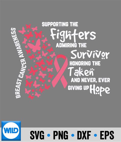 Cancer Ribbon SVG Breast Cancer Butterfly Pink Ribbon Saying Awareness SVG WildSvg