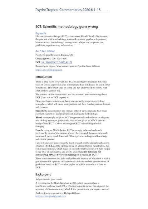 Pdf Ect Scientific Methodology Gone Wrong