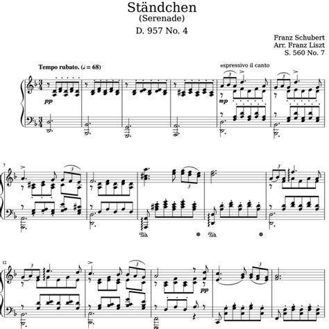 Schubert Liszt Ständchen Serenade D 957 No 4 Franz Peter