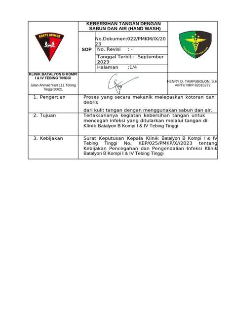 Sop Hand Wash Pdf