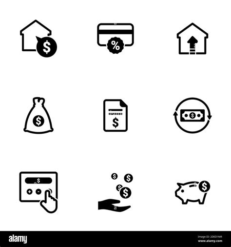 Set Of Simple Icons On A Theme Credit Vector Design Collection Flat Sign Symbolelement