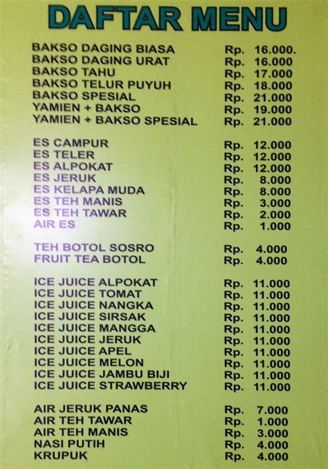 Harga Menu Bakso Kumis Terbaru 2022 2023 Di Bandungbandung
