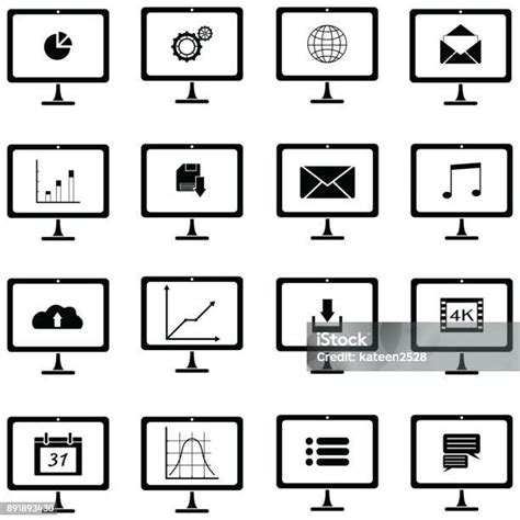 電腦螢幕圖示集向量圖形及更多互聯網圖片 互聯網 信封 剪裁圖 Istock