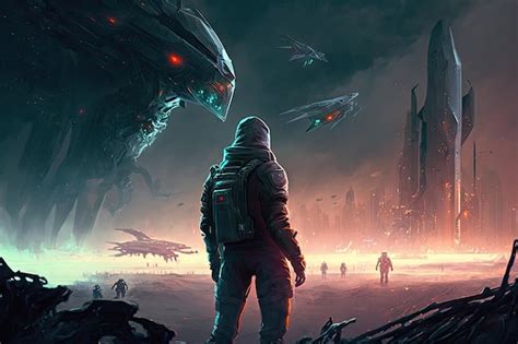 Premium Photo Astronaut Stranded On Unknown Planet Fights Off Horde