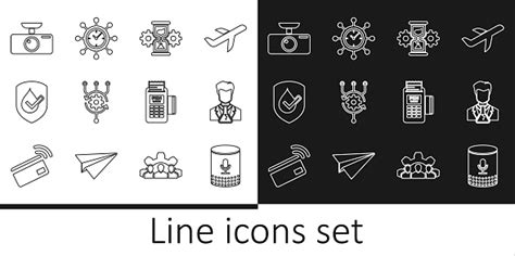 라인 음성 비서 과학자 및 시험관 모래 시계 기어 알고리즘 방수 차량용 Dvr Pos 단말기 및 시계 아이콘을 설정합니다 벡터 건강 검진에 대한 스톡 벡터 아트 및 기타