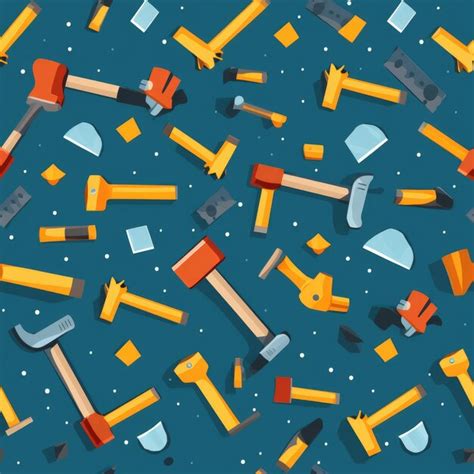Premium Ai Image Construction Hammer Seamless Pattern